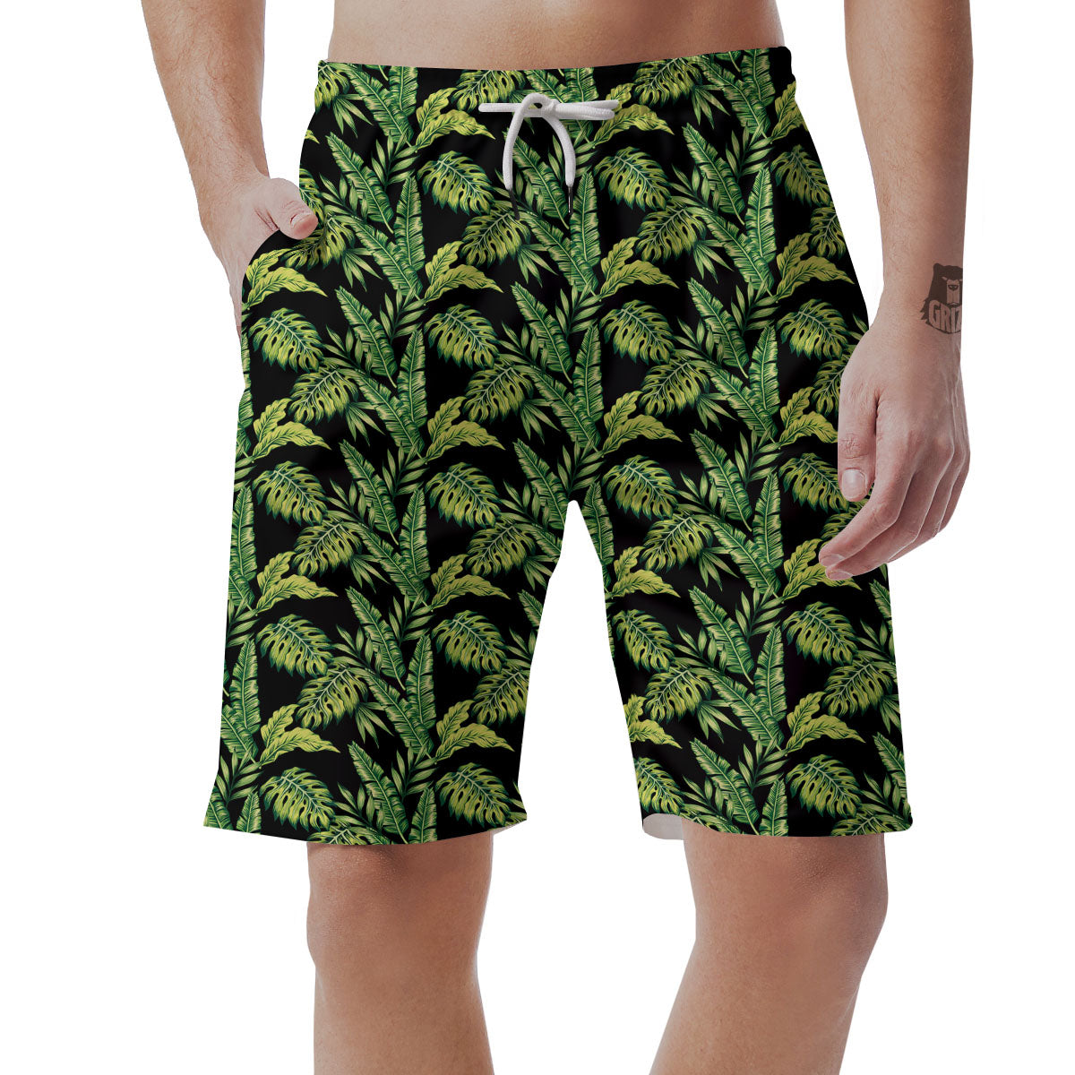 Exotic Leaves Tropical Print Pattern Men's Shorts