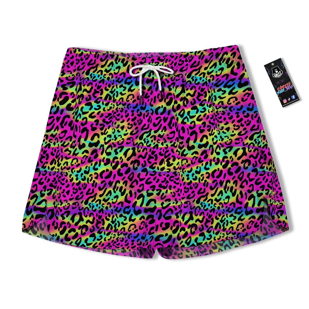 Exotic Neon Leopard Print Pattern Men's Running Shorts
