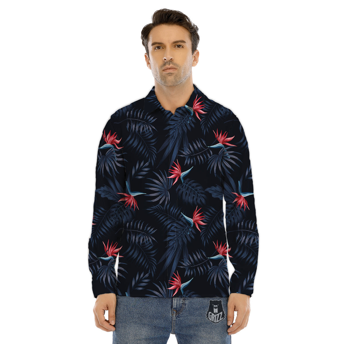Exotic Tropical Hawaiian Vintage Print Pattern Men's Dress Shirts