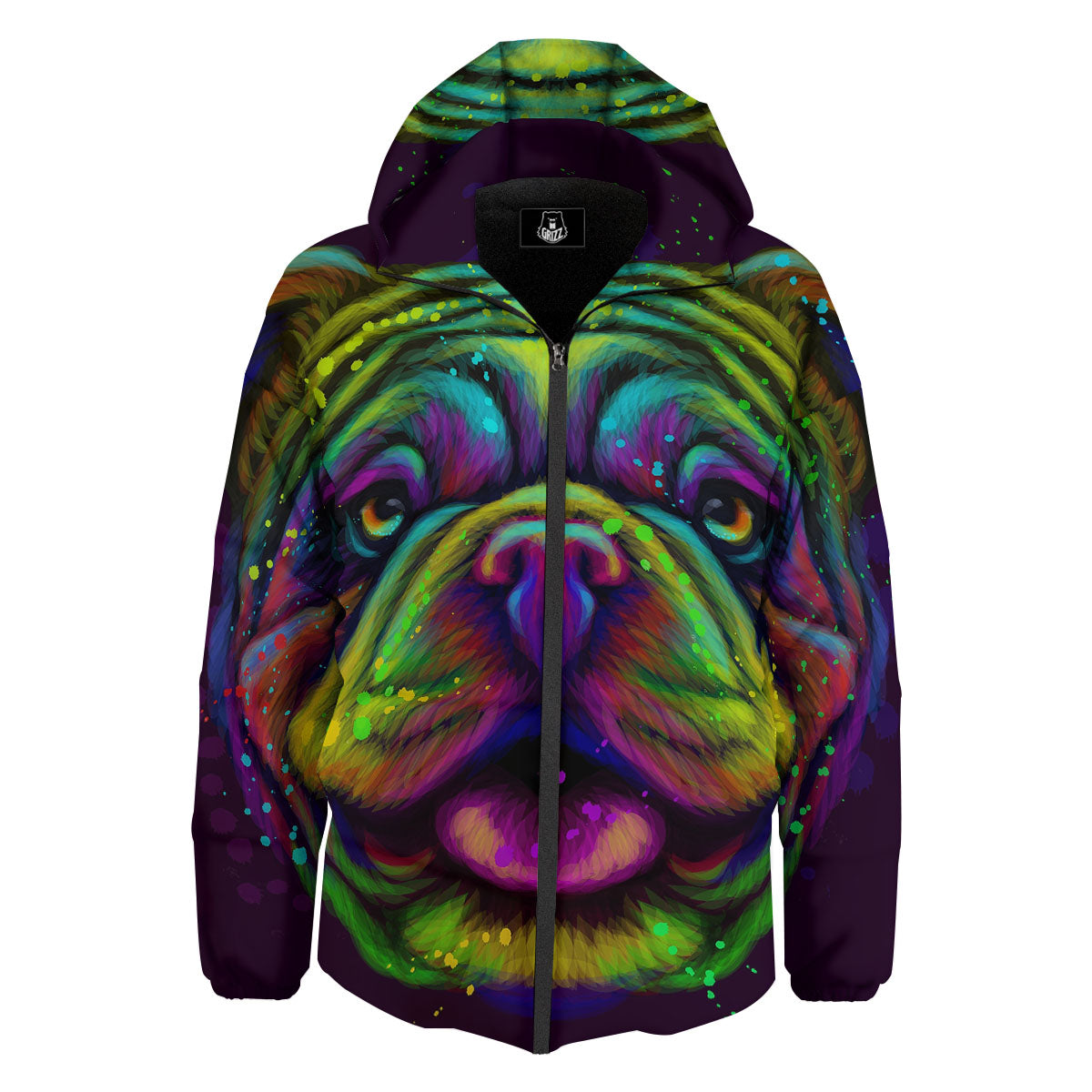Face Shar Pei Print Down Jacket