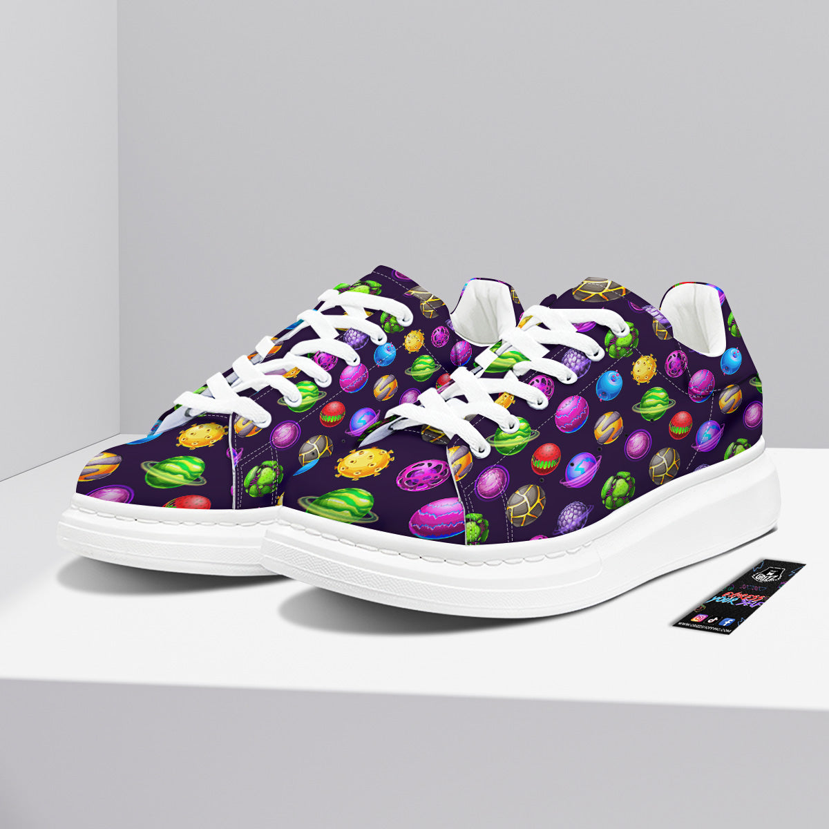 Fantasy Planets In Space Universe Print Pattern Platform Shoes