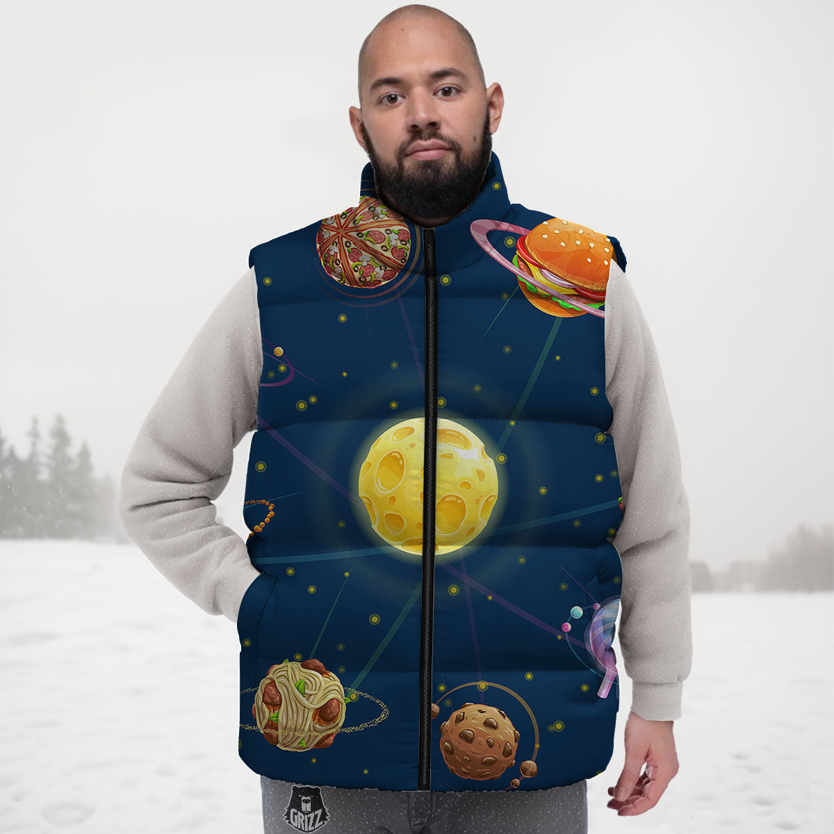Fast Food Planets Set Print Down Vest