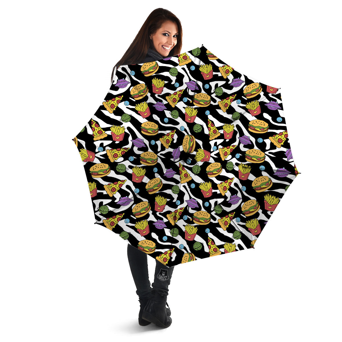 Fastfood Cute Zebra Print Pattern Umbrella