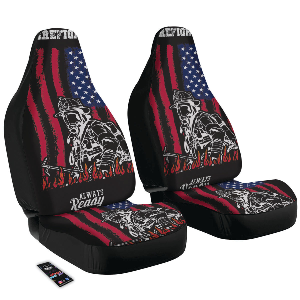 Firefighter Emblem American Print Car Seat Covers