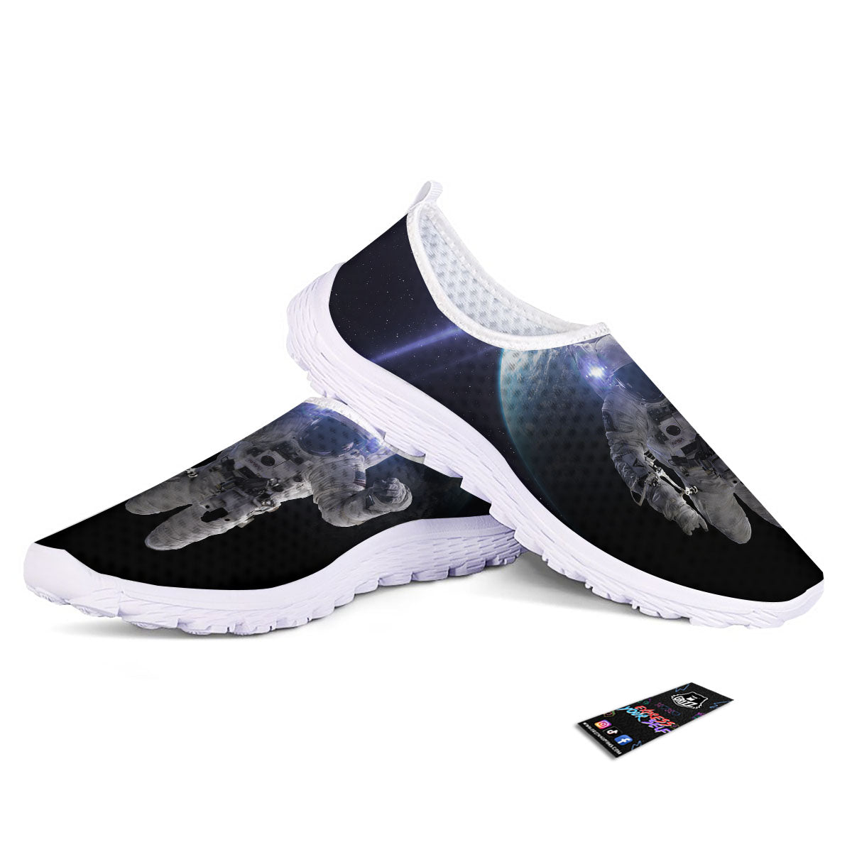 Floating Astronaut In Outer Space Print Nurse Shoes
