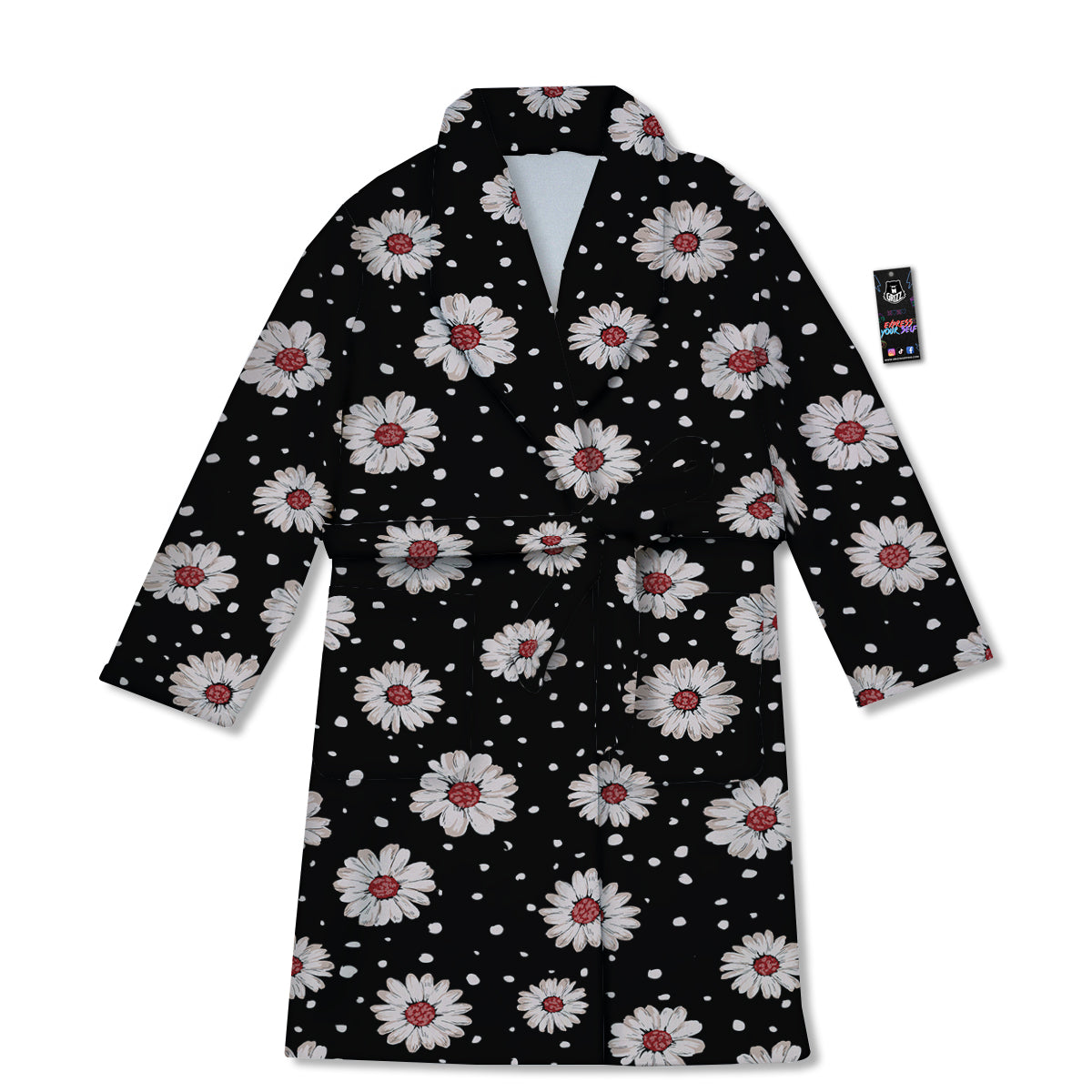 Floral Daisy Watercolor Print Pattern Bathrobe