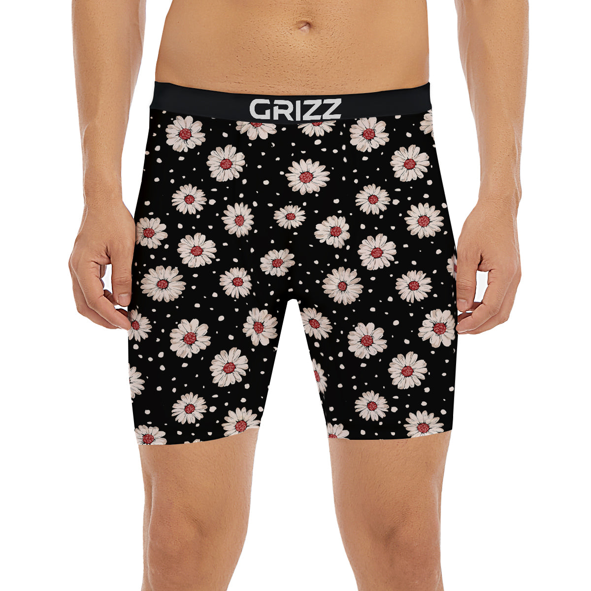 Floral Daisy Watercolor Print Pattern Boxer Briefs