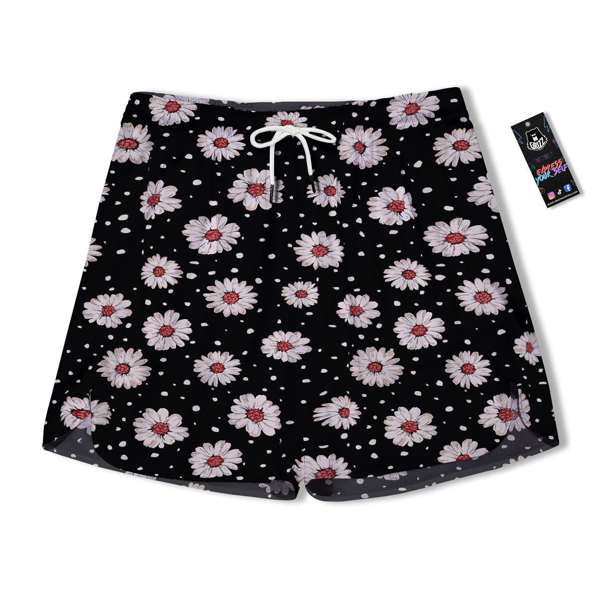 Floral Daisy Watercolor Print Pattern Men's Running Shorts