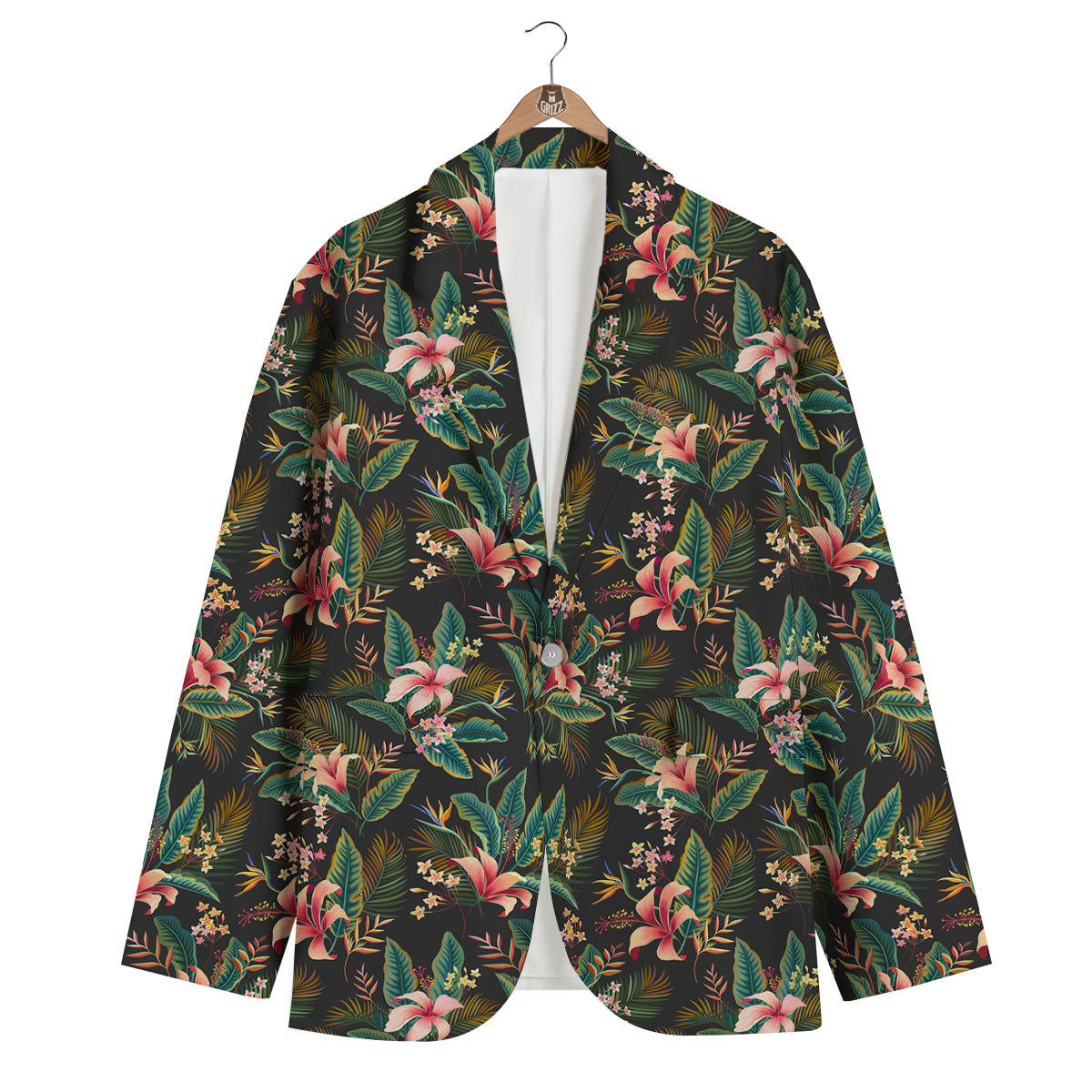 Floral Hawaiian Print Pattern Men's Blazer