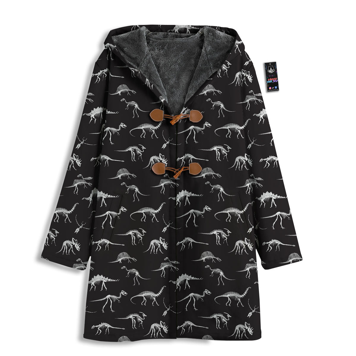 Fossil Dino Skeleton Print Pattern Men's Windbreaker Jacket