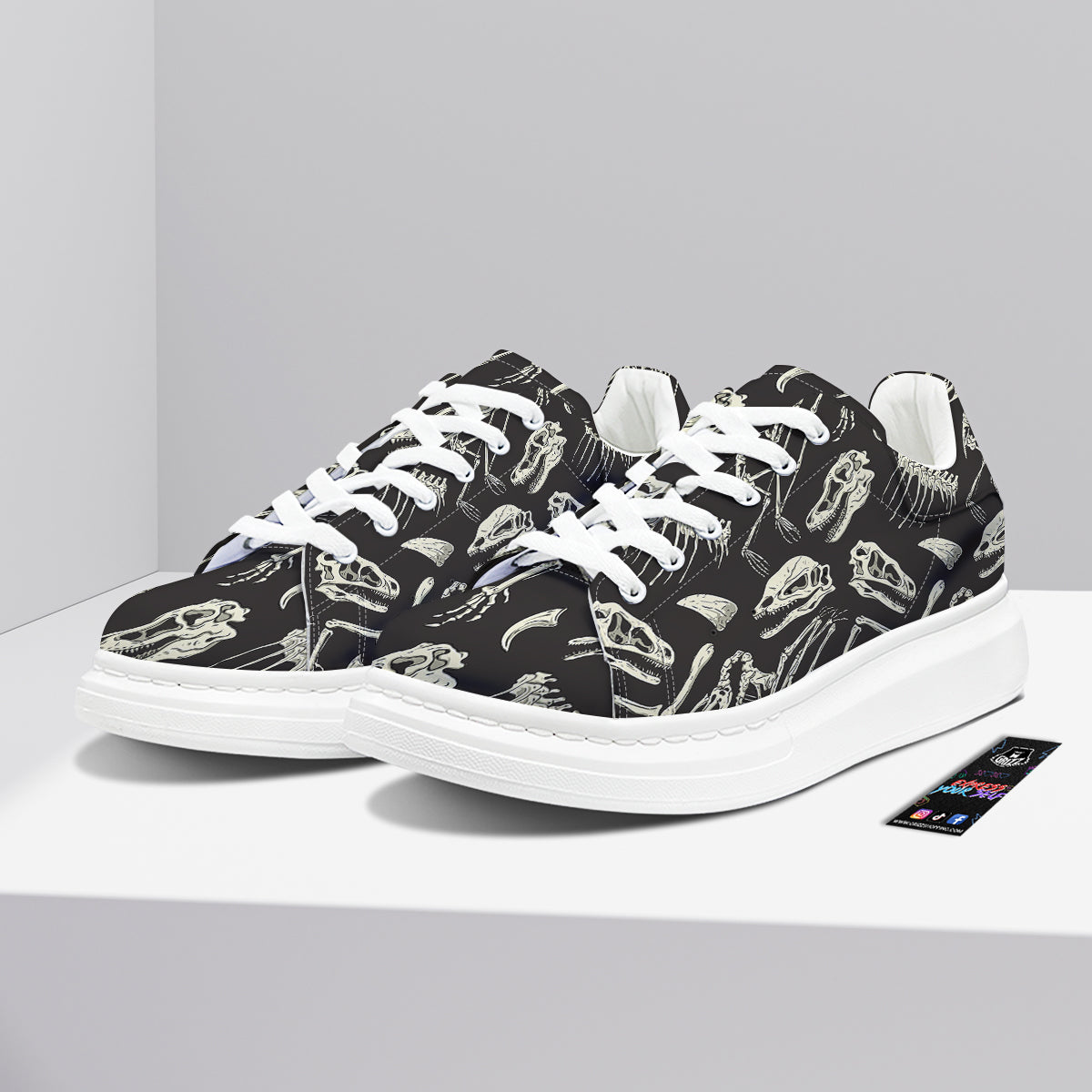 Fossil Tyrannosaurus Dino Print Pattern Platform Shoes