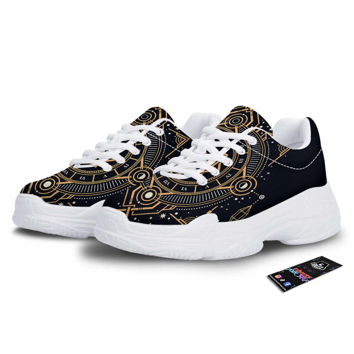 Freemasonry Masonic Eye Print White Chunky Shoes