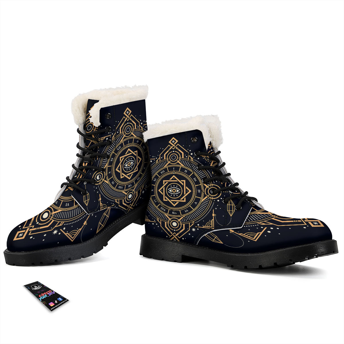 Freemasonry Masonic Eye Print Winter Boots
