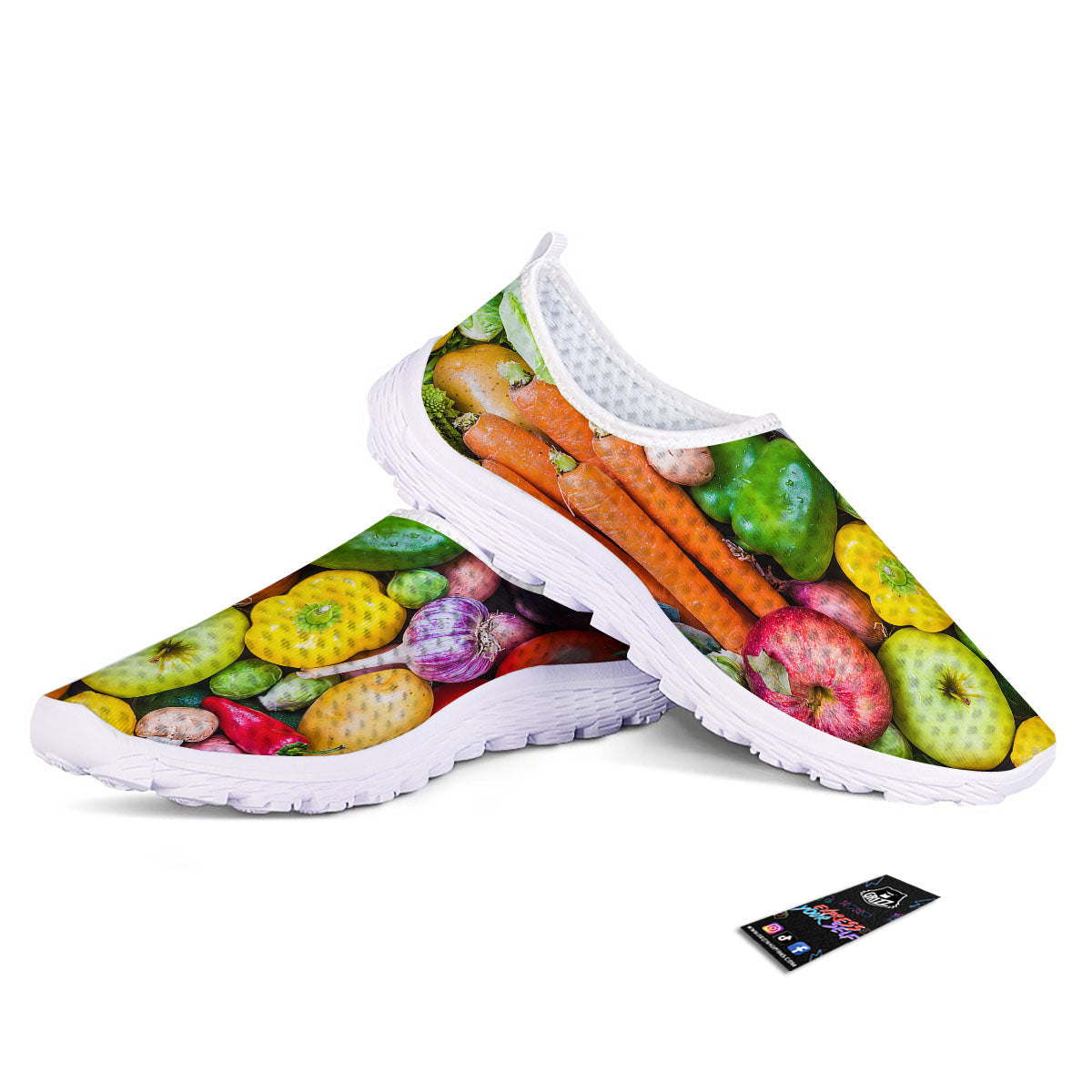 Fresh Green Fruit And Vegetables Print Nurse Shoes