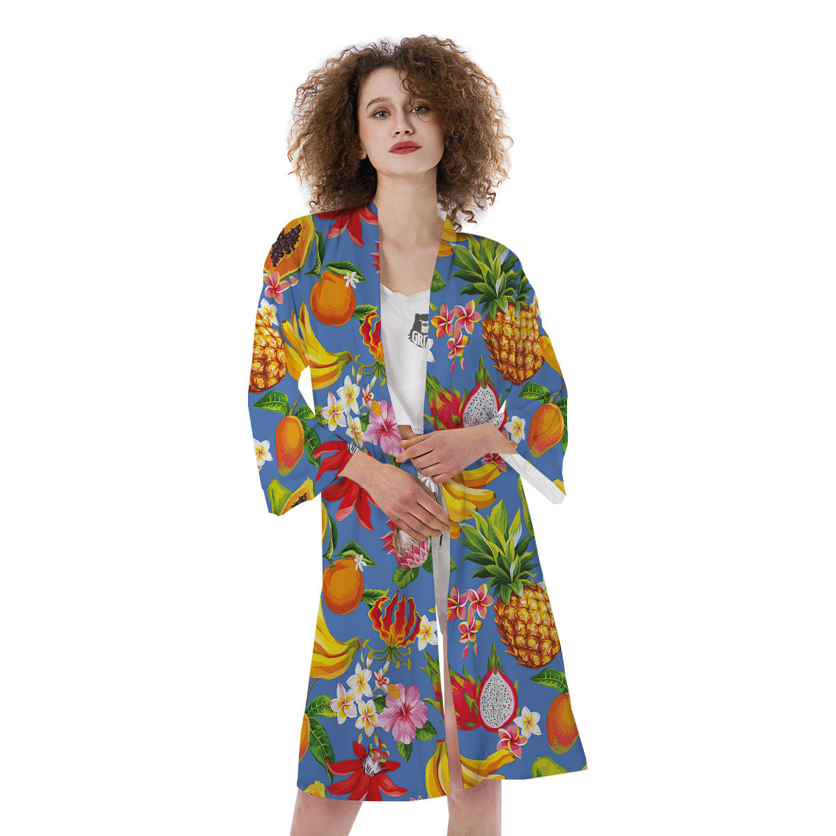 Fruits Aloha Tropical Print Pattern Kimono