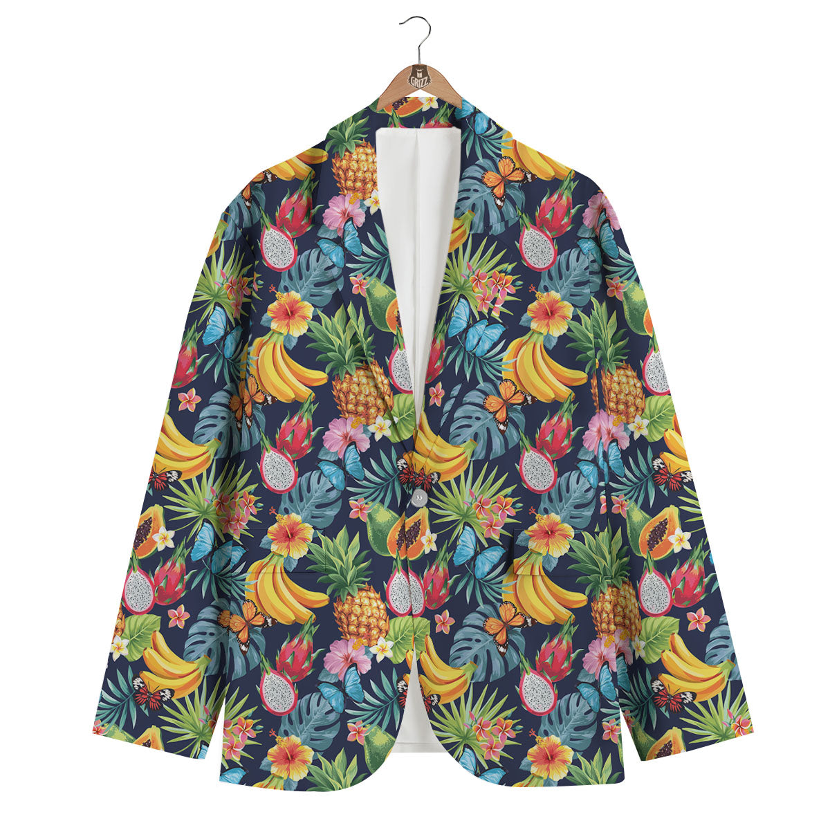 Fruits Hawaiian Tropical Print Pattern Men's Blazer