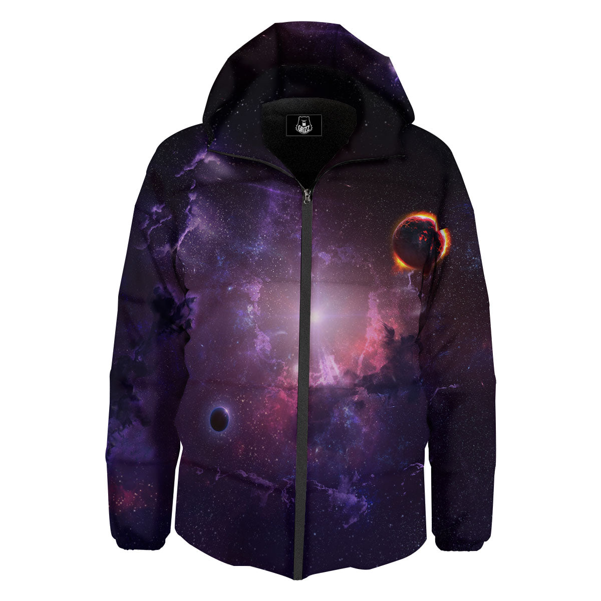 Galaxy Deep Space Light Stardust Print Down Jacket