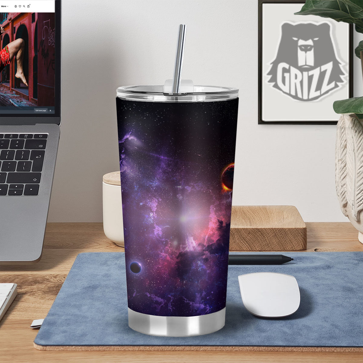 Galaxy Deep Space Light Stardust Print Tumbler