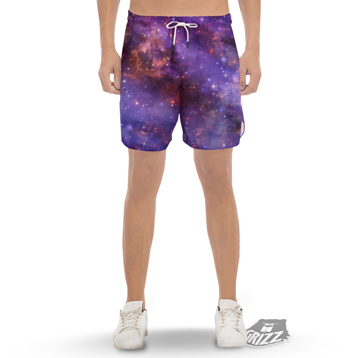 Galaxy Outer Space Dark Purple Print Men's Gym Shorts