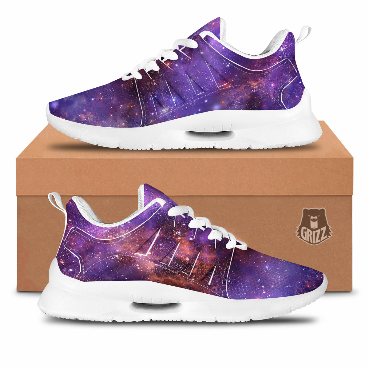 Galaxy Outer Space Dark Purple Print Tennis Shoes