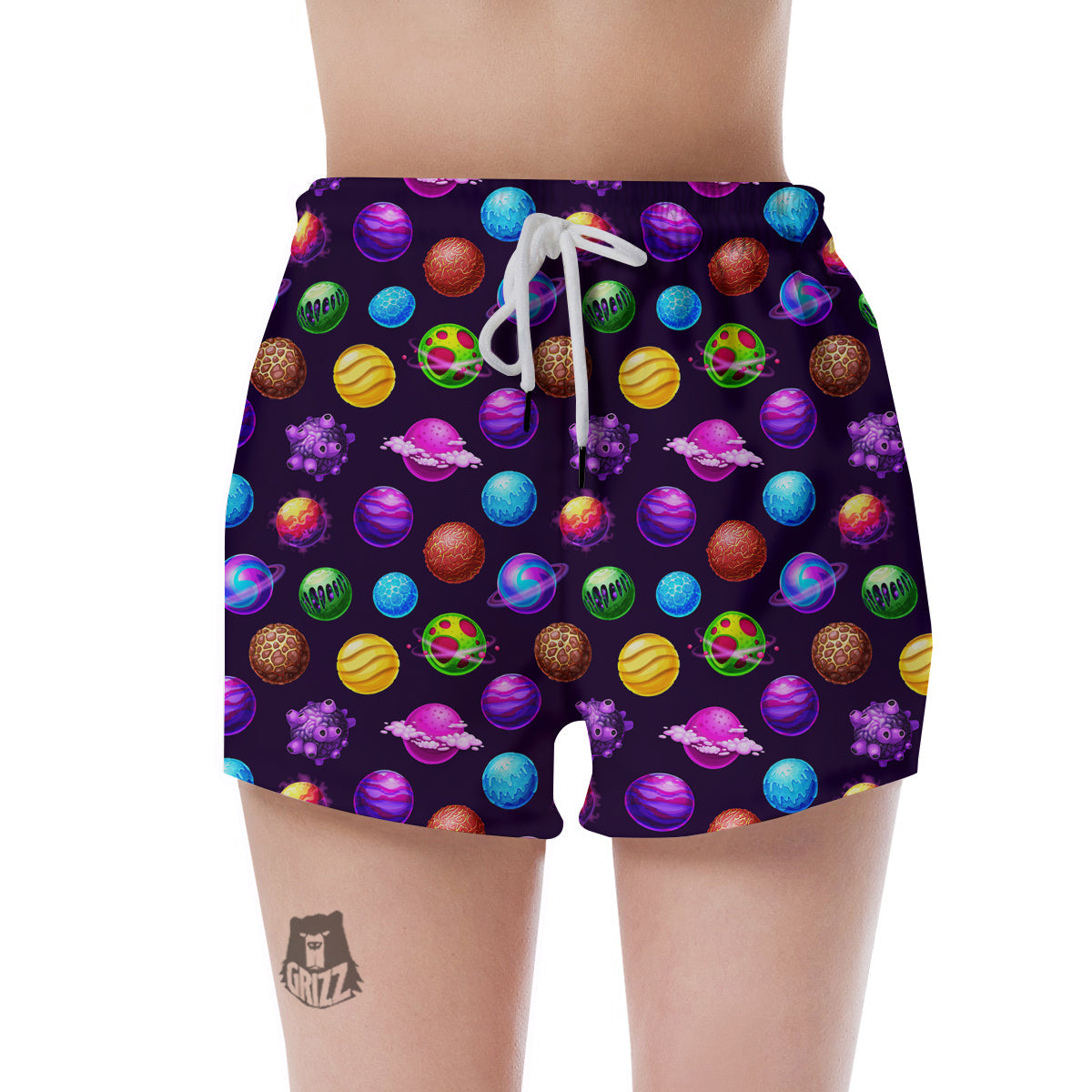 Galaxy Planets And Space Stars Colorful Print Pattern Women's Shorts