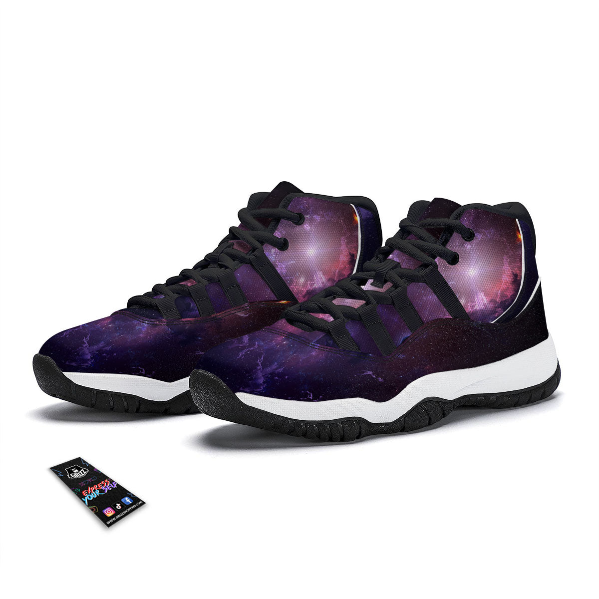 Galaxy Space Dark Milky Way Print Black Bball Shoes