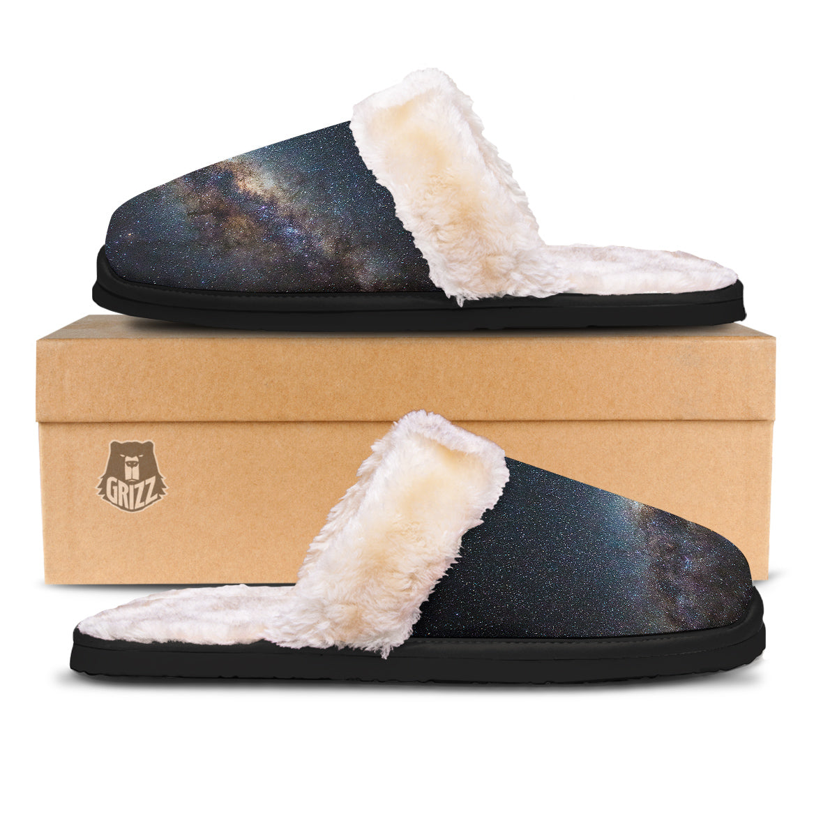 Galaxy Space Dark Milky Way Print Slippers