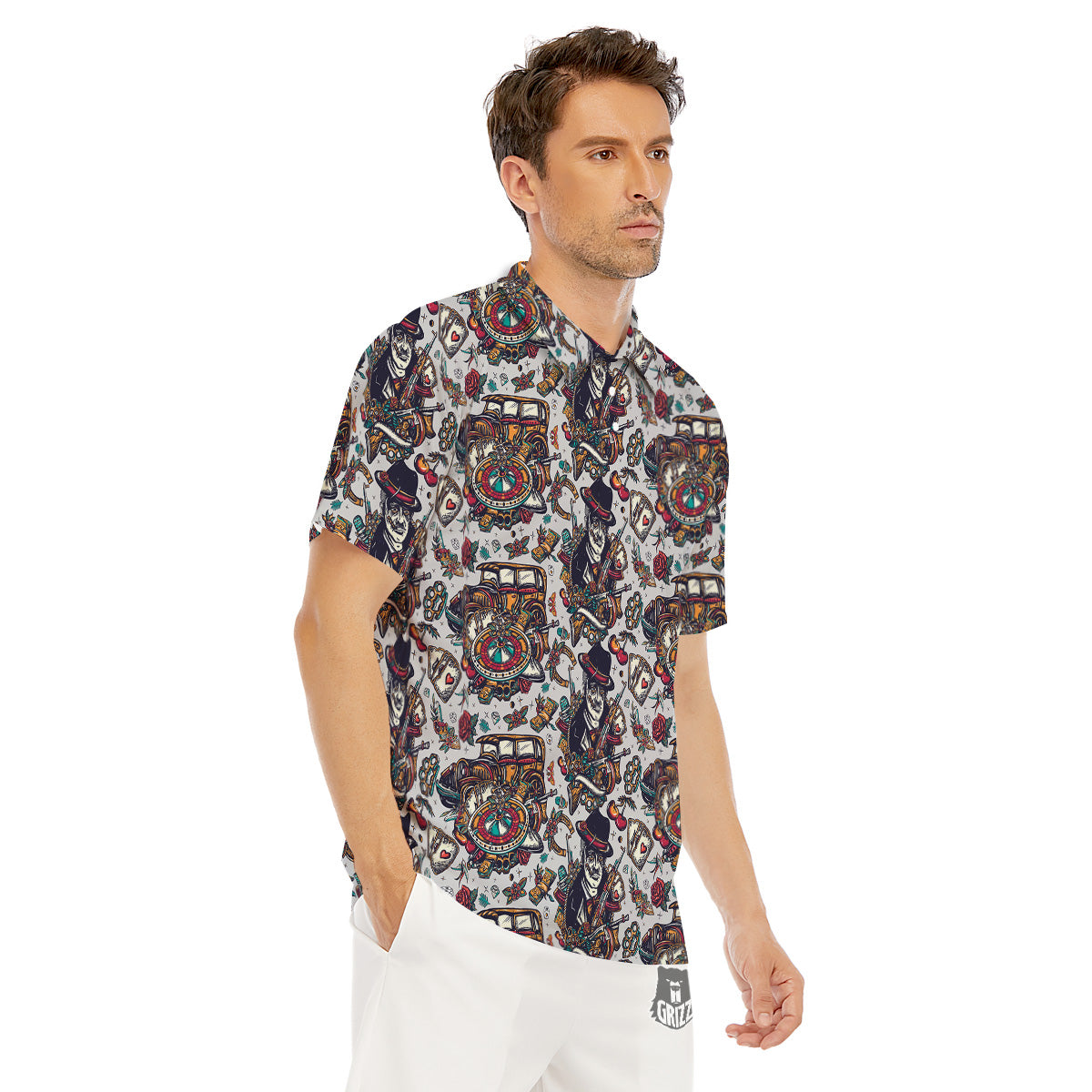 Gangsters And Criminal Tattoo Print Pattern Men's Golf Shirts ...