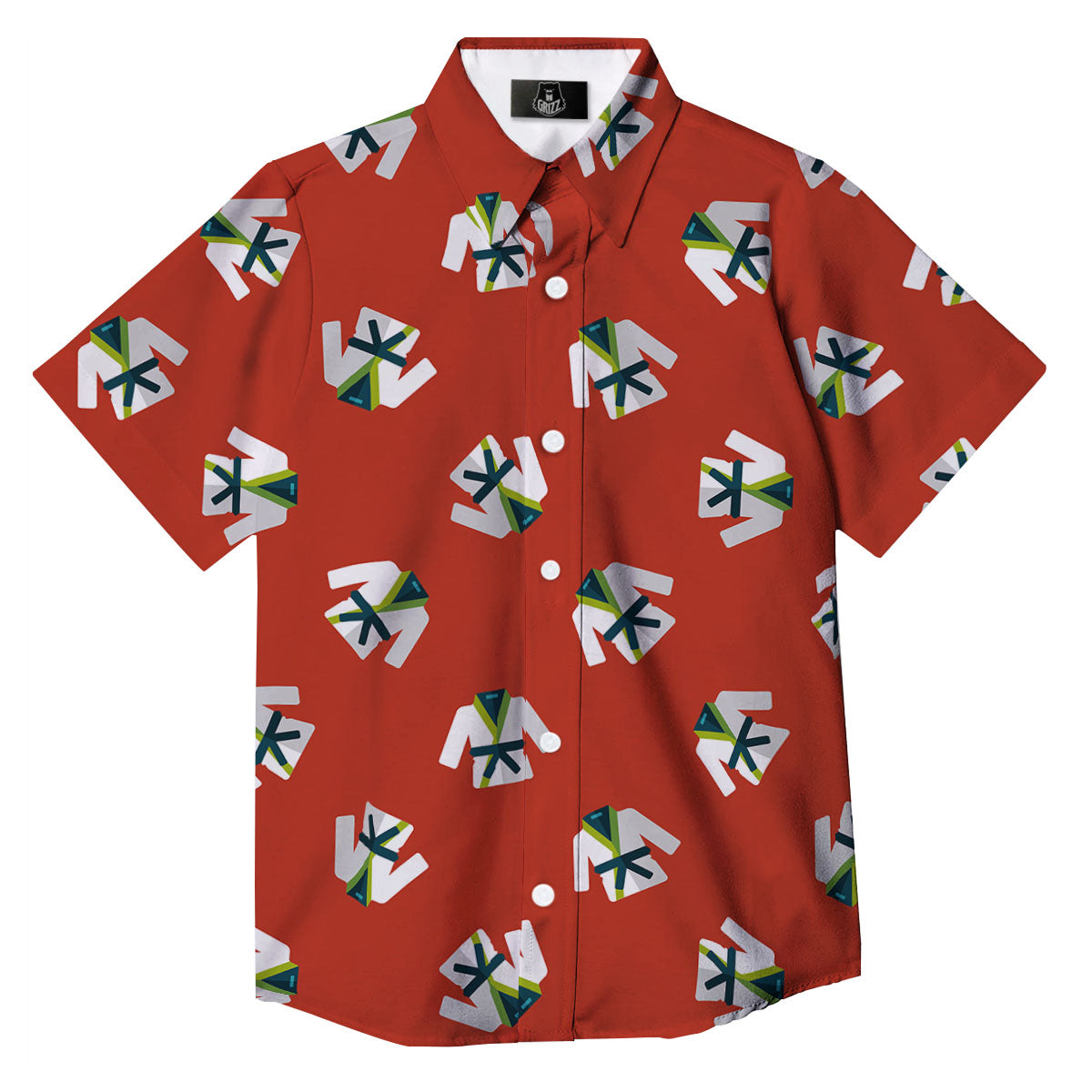 Gi Karate Print Pattern Button Up Shirt