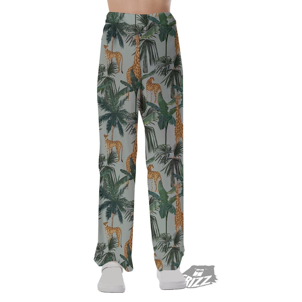 Giraffe And Leopard Vintage Print Pattern Pajama Pants