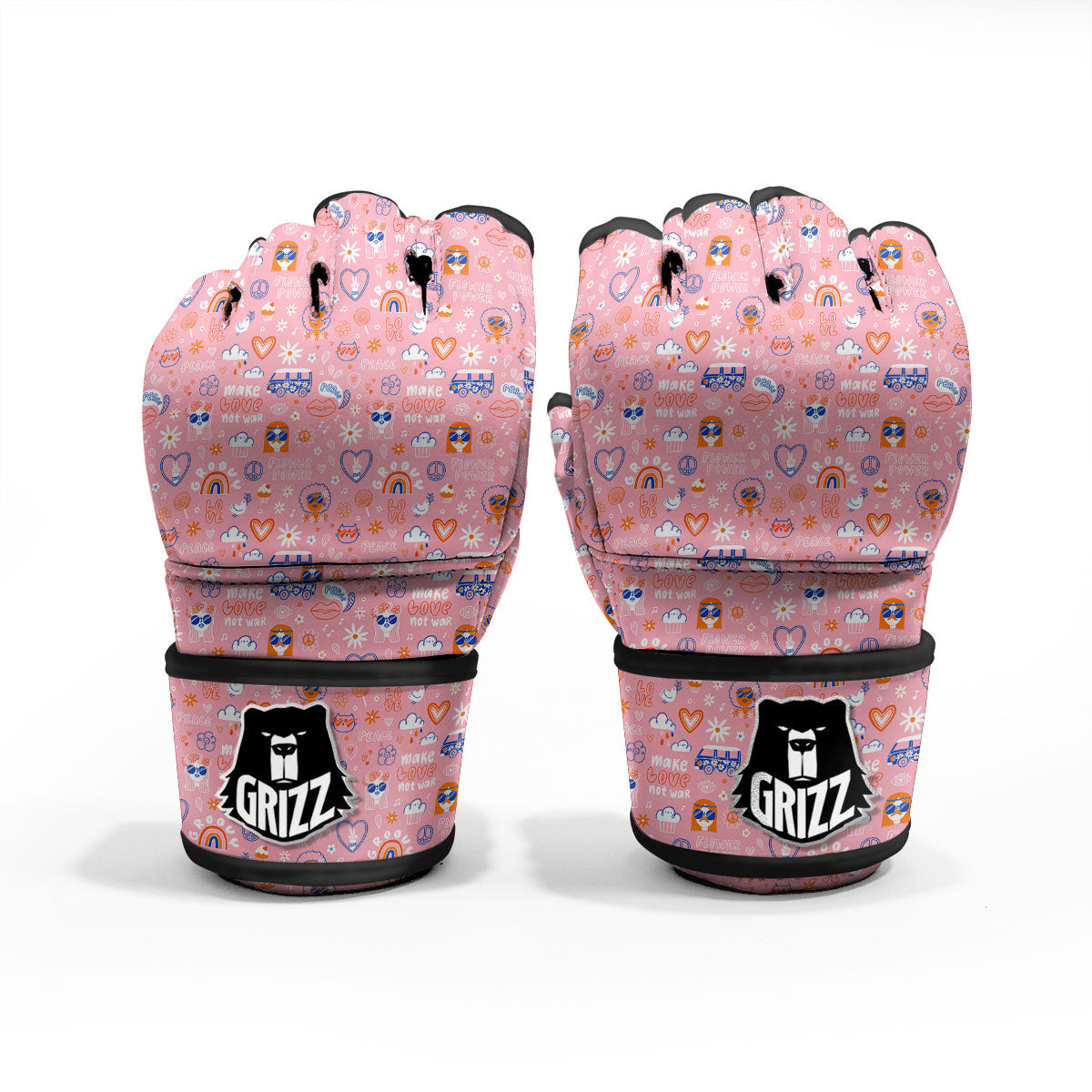 Girly Love And Peace Sign Print Pattern MMA Gloves