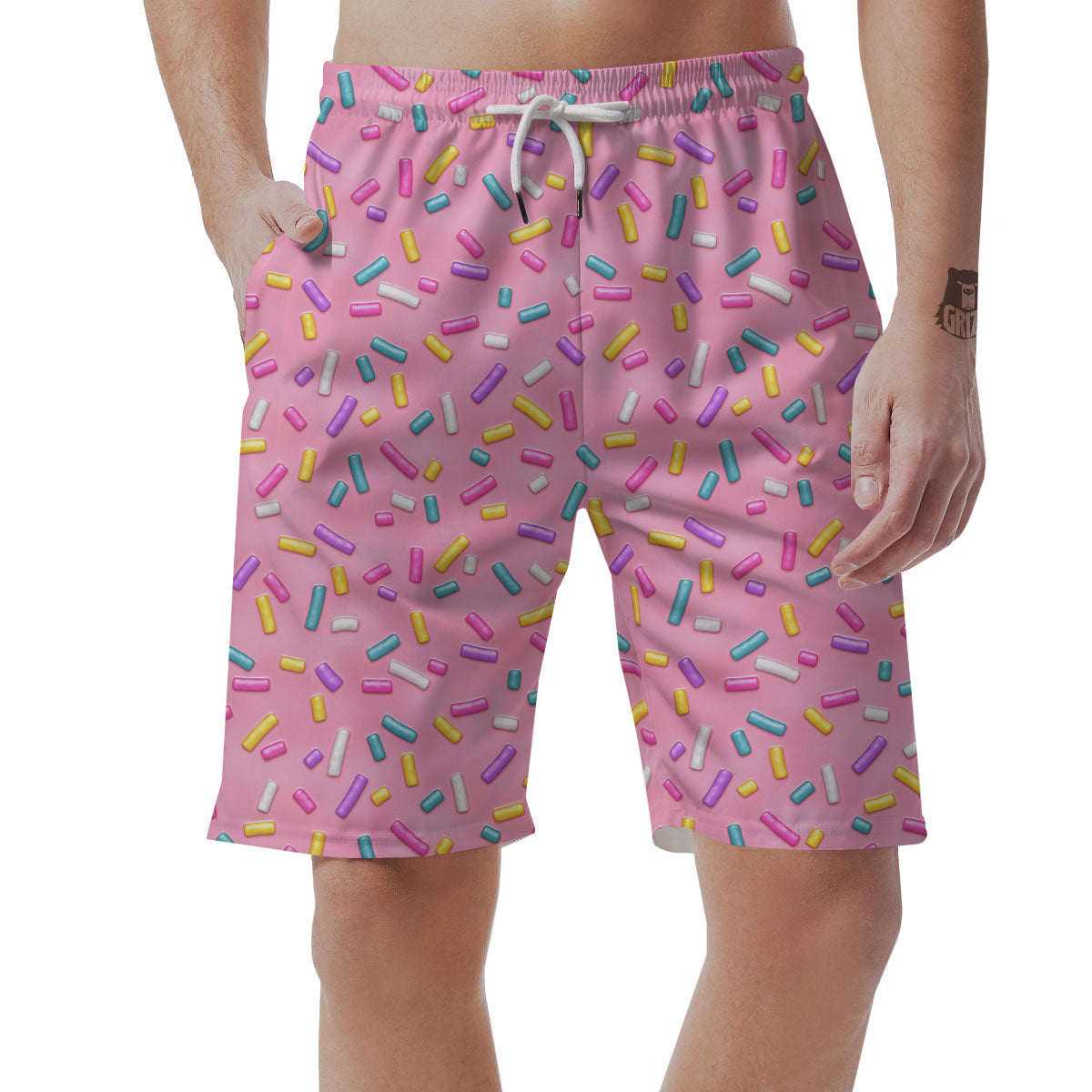 Glazed Donut Pink Print Pattern Men's Shorts – Grizzshopping