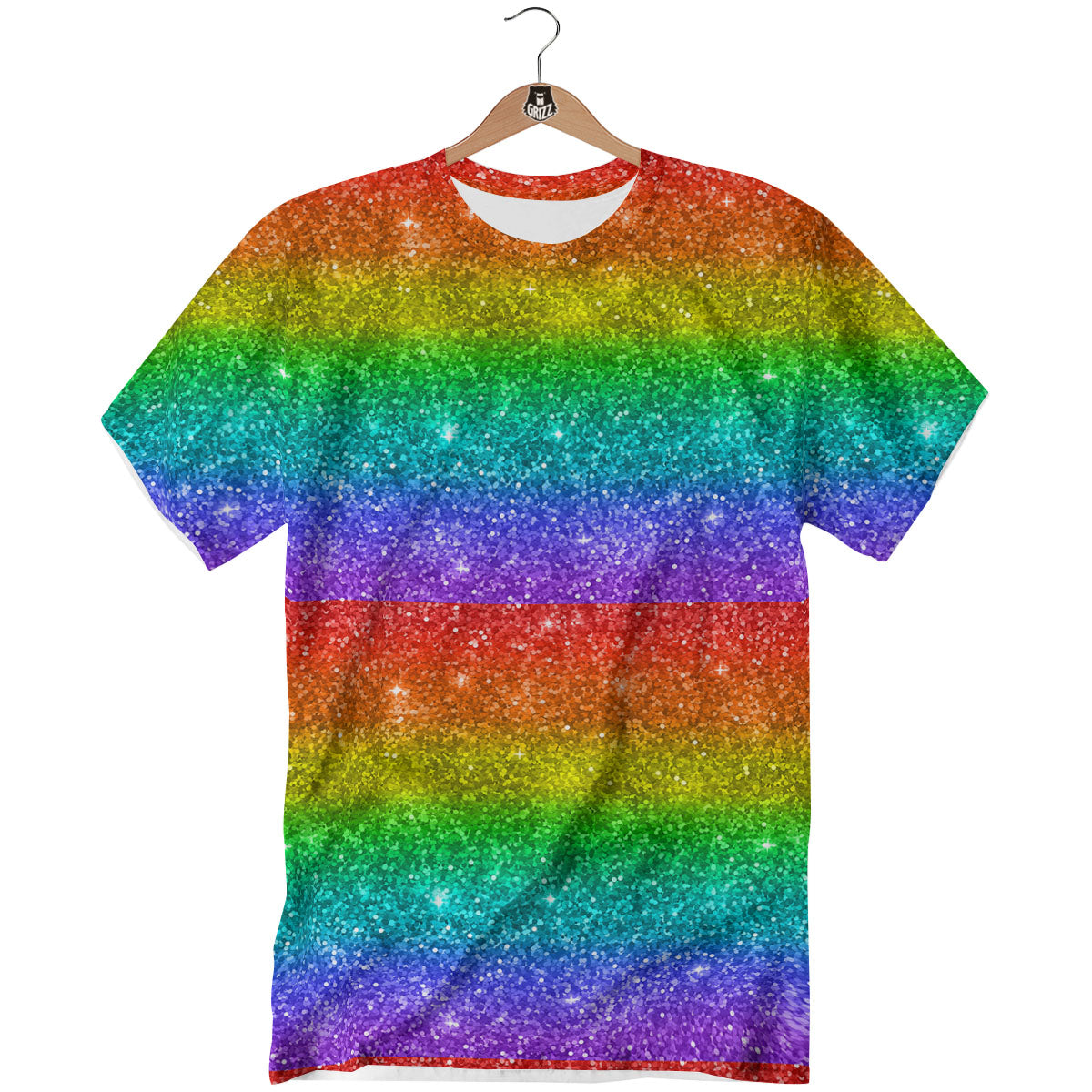 Glitter Rainbow Print Pattern T-Shirt
