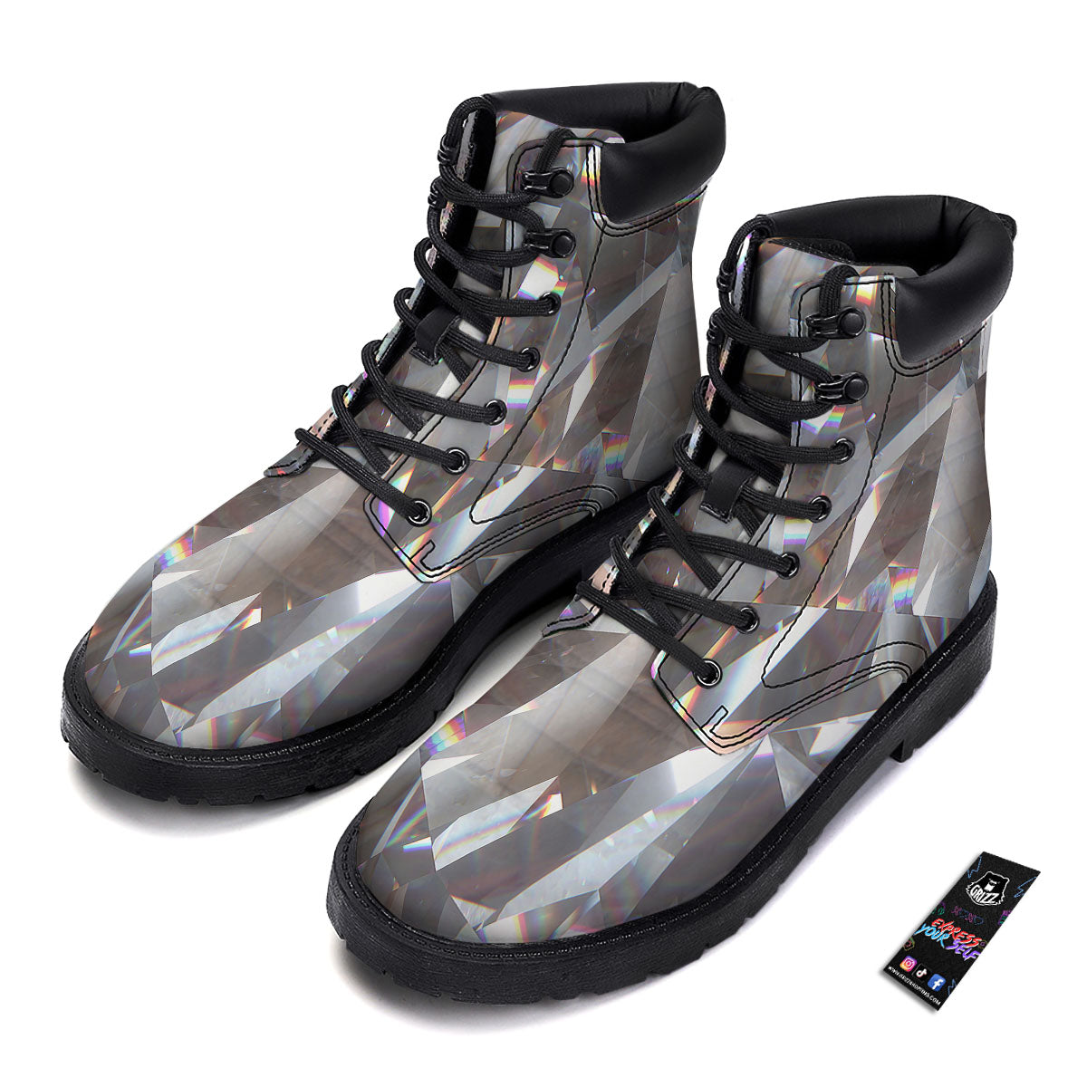 Glitter Texture Diamond Print Boots