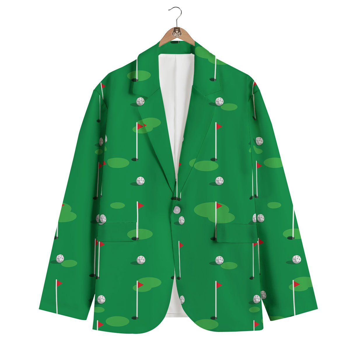 Golf Ball Green Print Pattern Men's Blazer