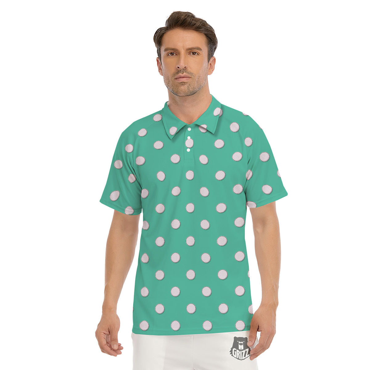 Golf Ball Print Pattern Men's Golf Shirts