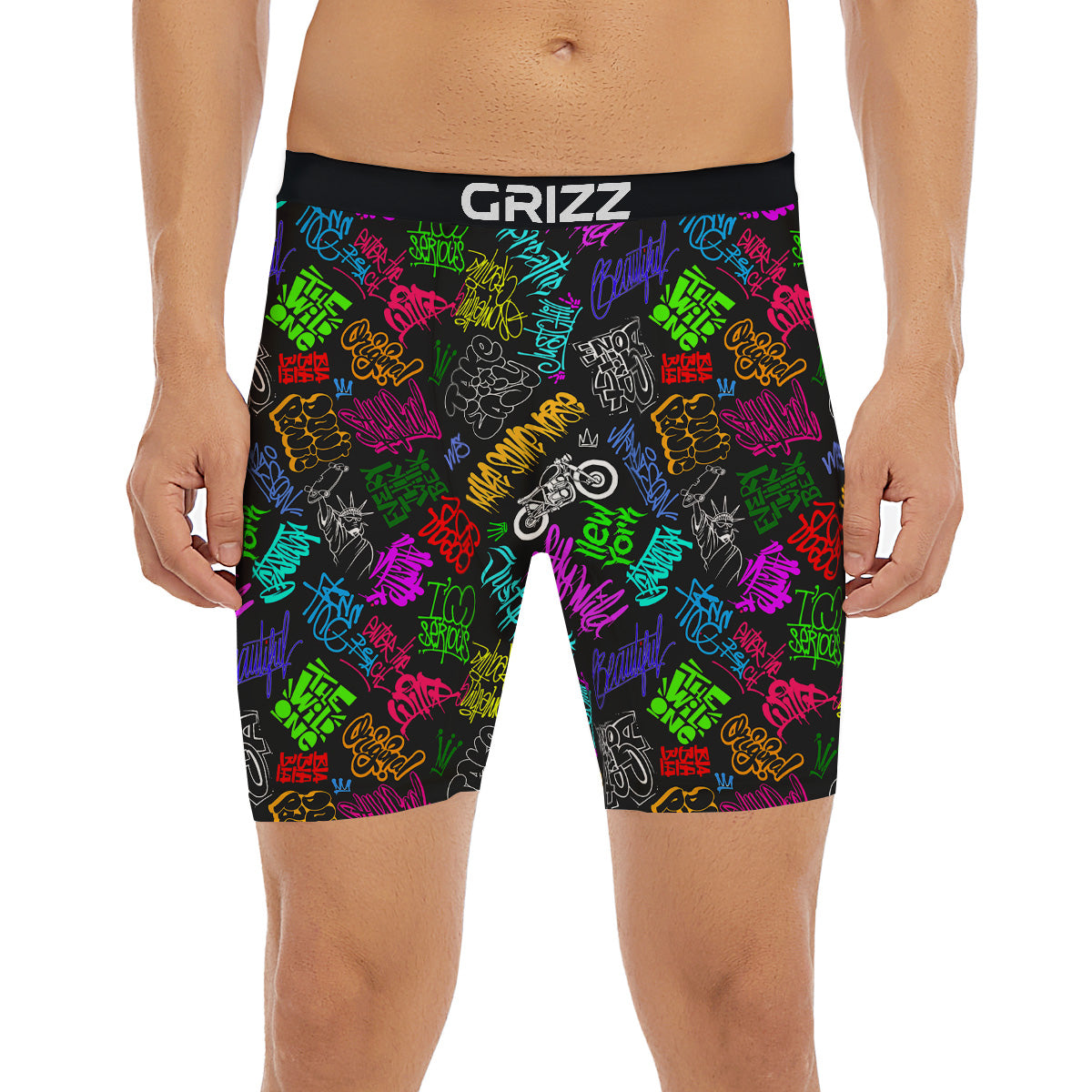 Graffiti Text Colorful Urban Elements Print Pattern Boxer Briefs
