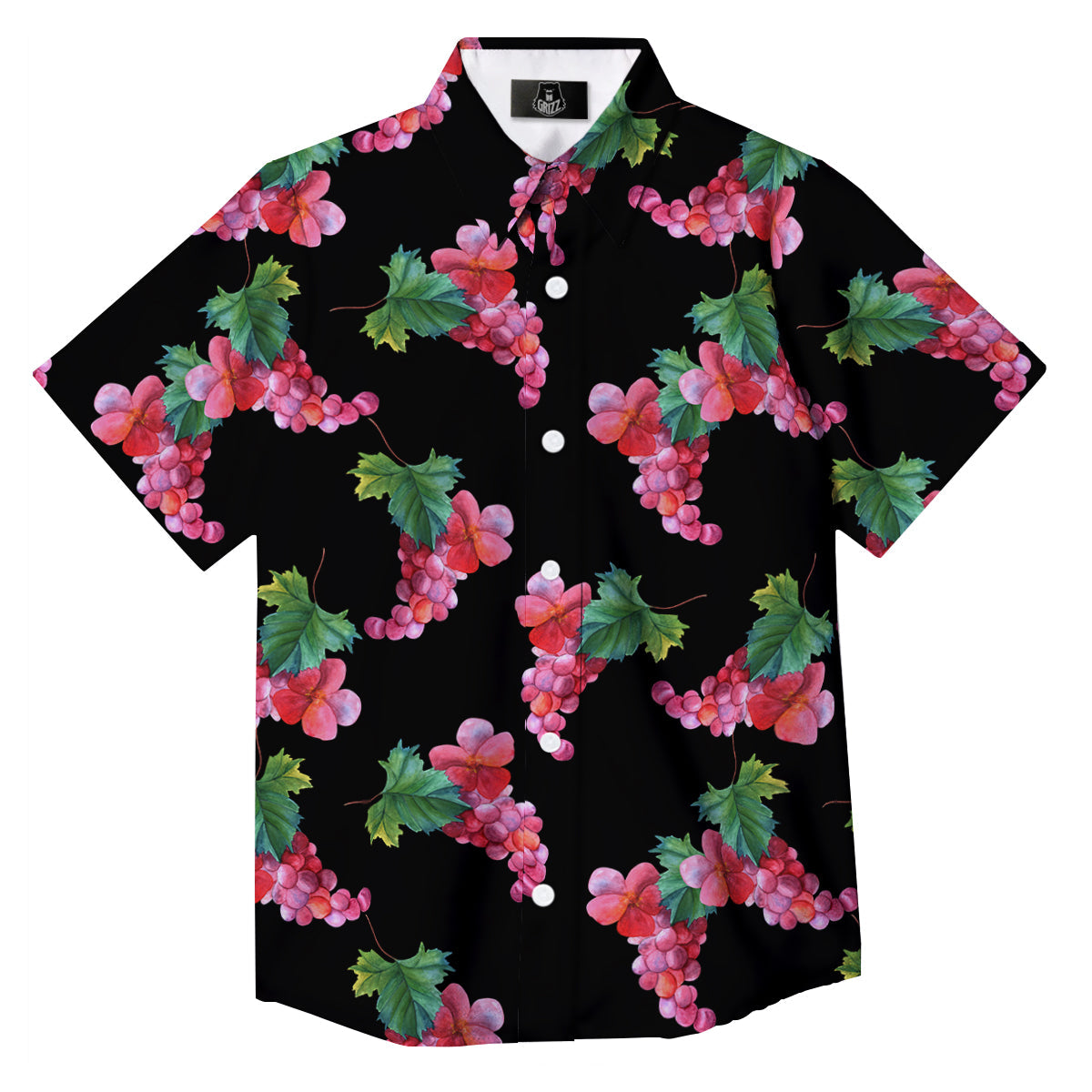 Grapes Purple Watercolor Print Pattern Button Up Shirt