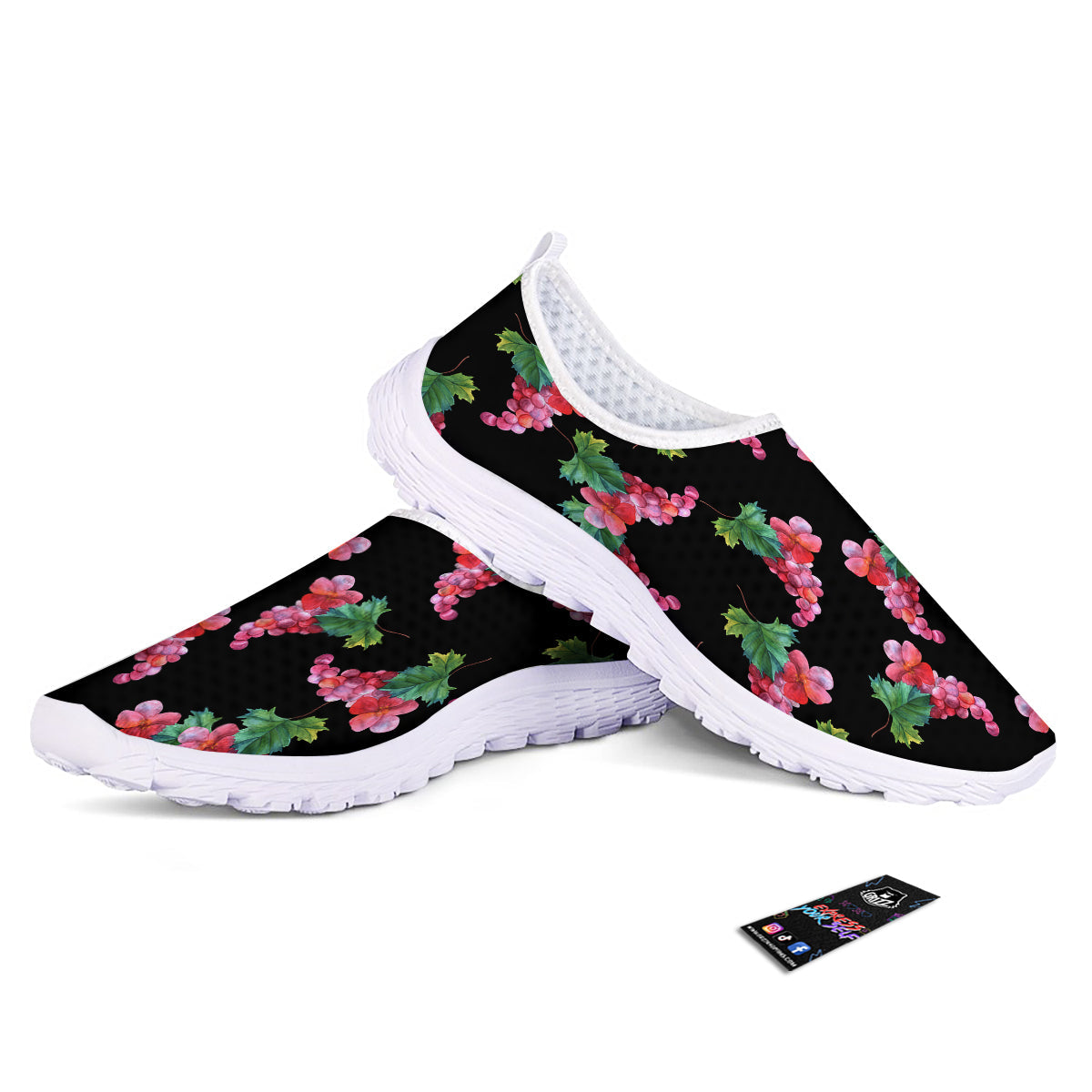 Grapes Purple Watercolor Print Pattern Nurse Shoes