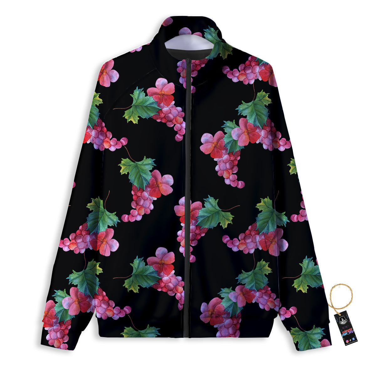Grapes Purple Watercolor Print Pattern Track Jacket