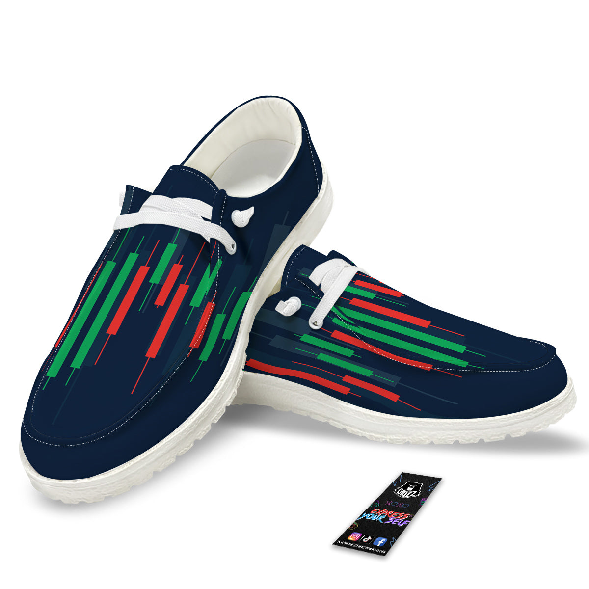 Graph Chart Candlestick Stock Print White Loafers