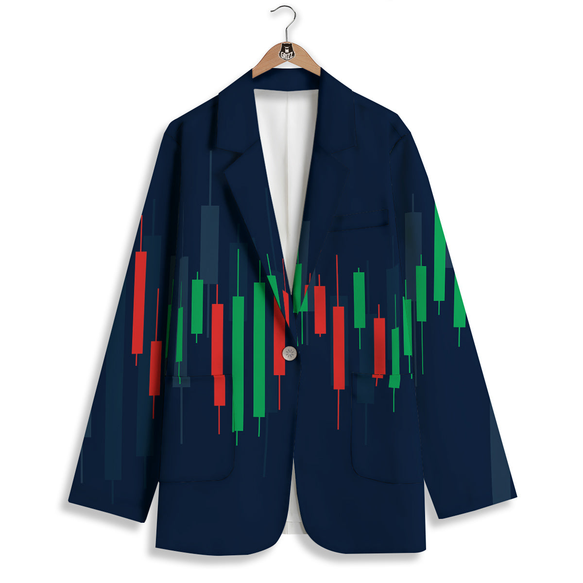 Graph Chart Candlestick Stock Print Women's Blazer