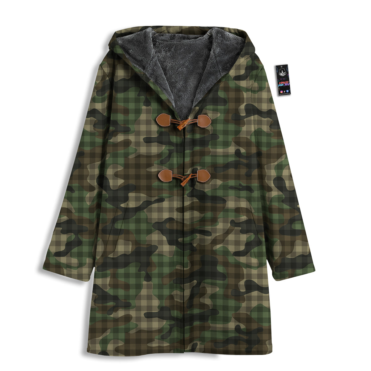Green Camouflage Army Plaid Print Pattern Men's Windbreaker Jacket