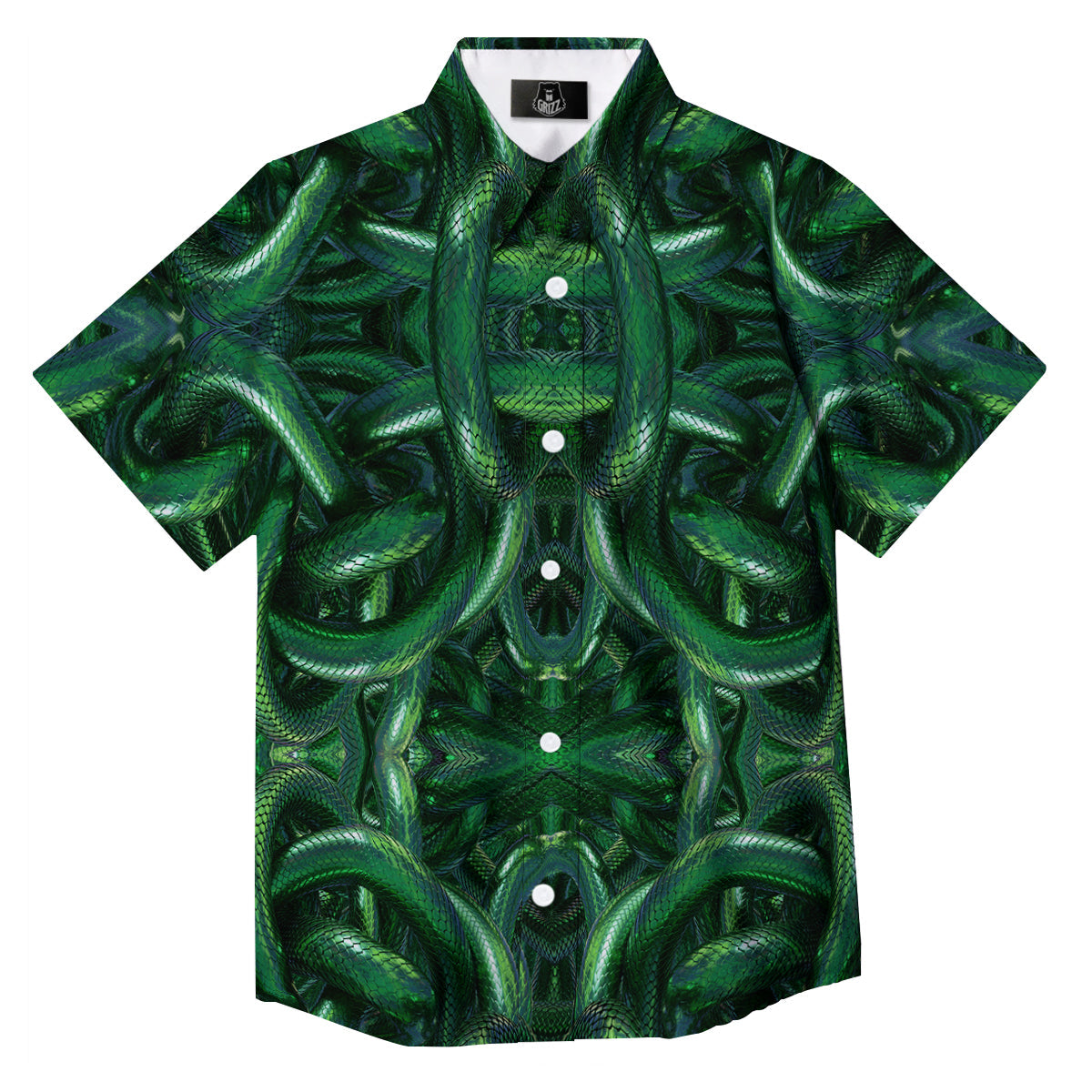 Green Snake 3D Print Pattern Button Up Shirt