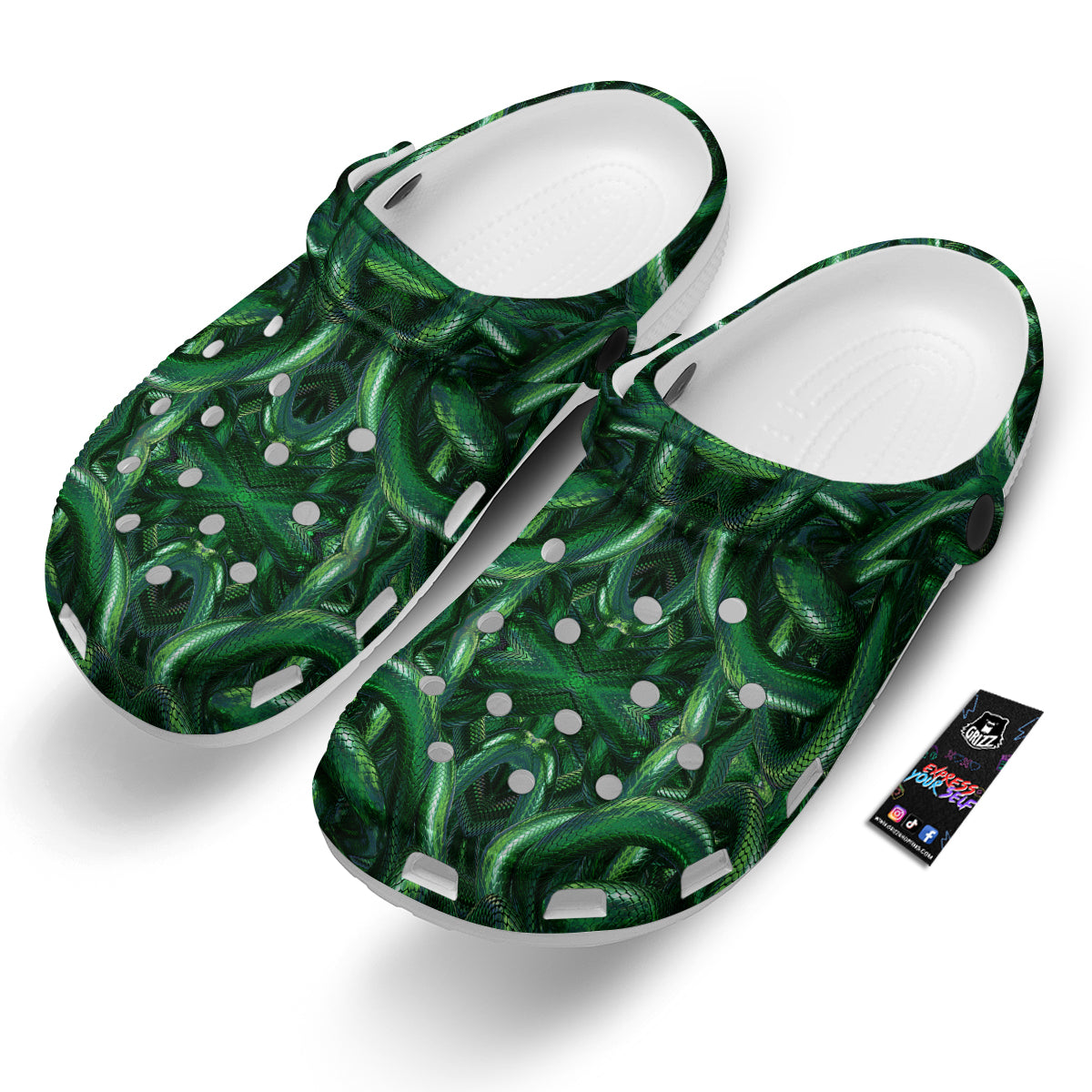 Green Snake 3D Print Pattern Clog