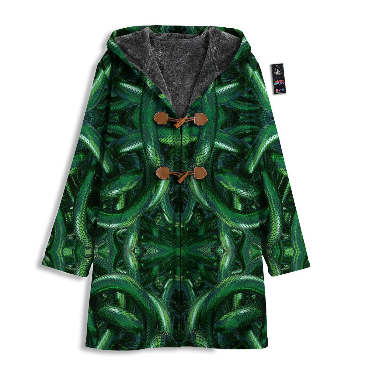 Green Snake 3D Print Pattern Men's Windbreaker Jacket