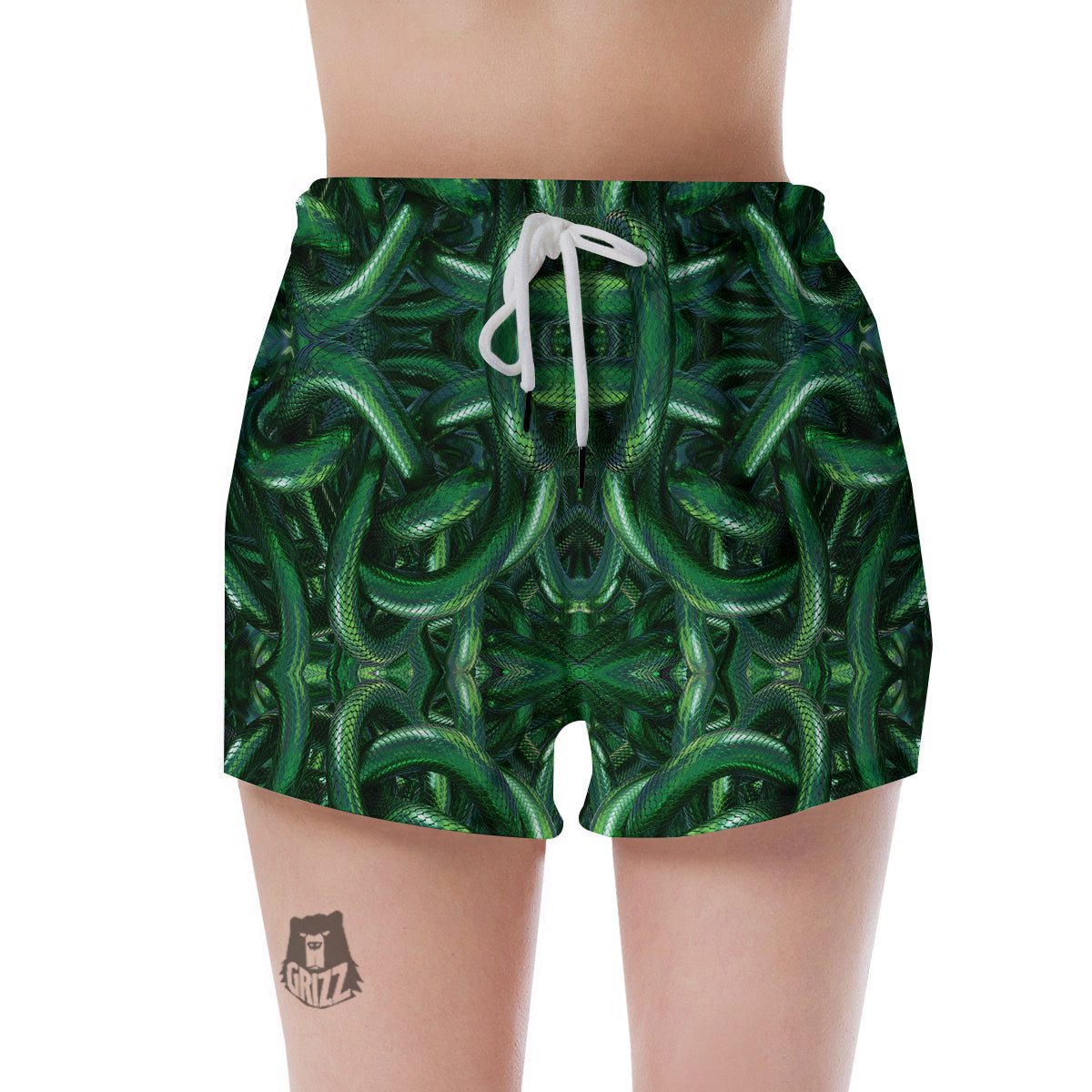 Green Snake 3D Print Pattern Women's Shorts