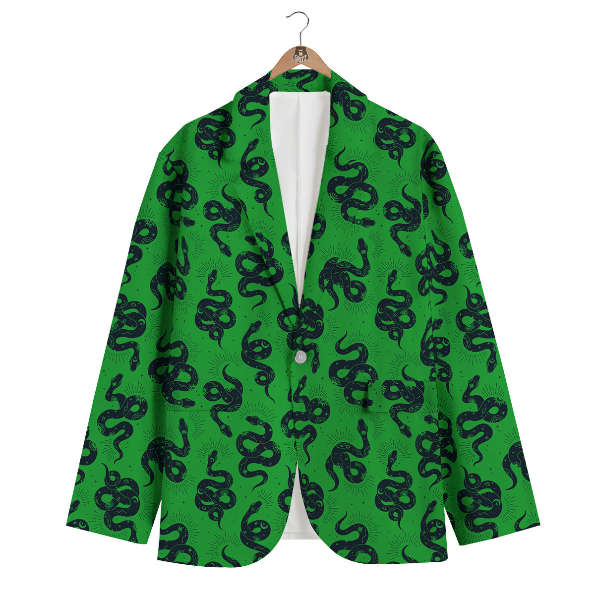 Green Snake Magic Eye Print Pattern Men's Blazer