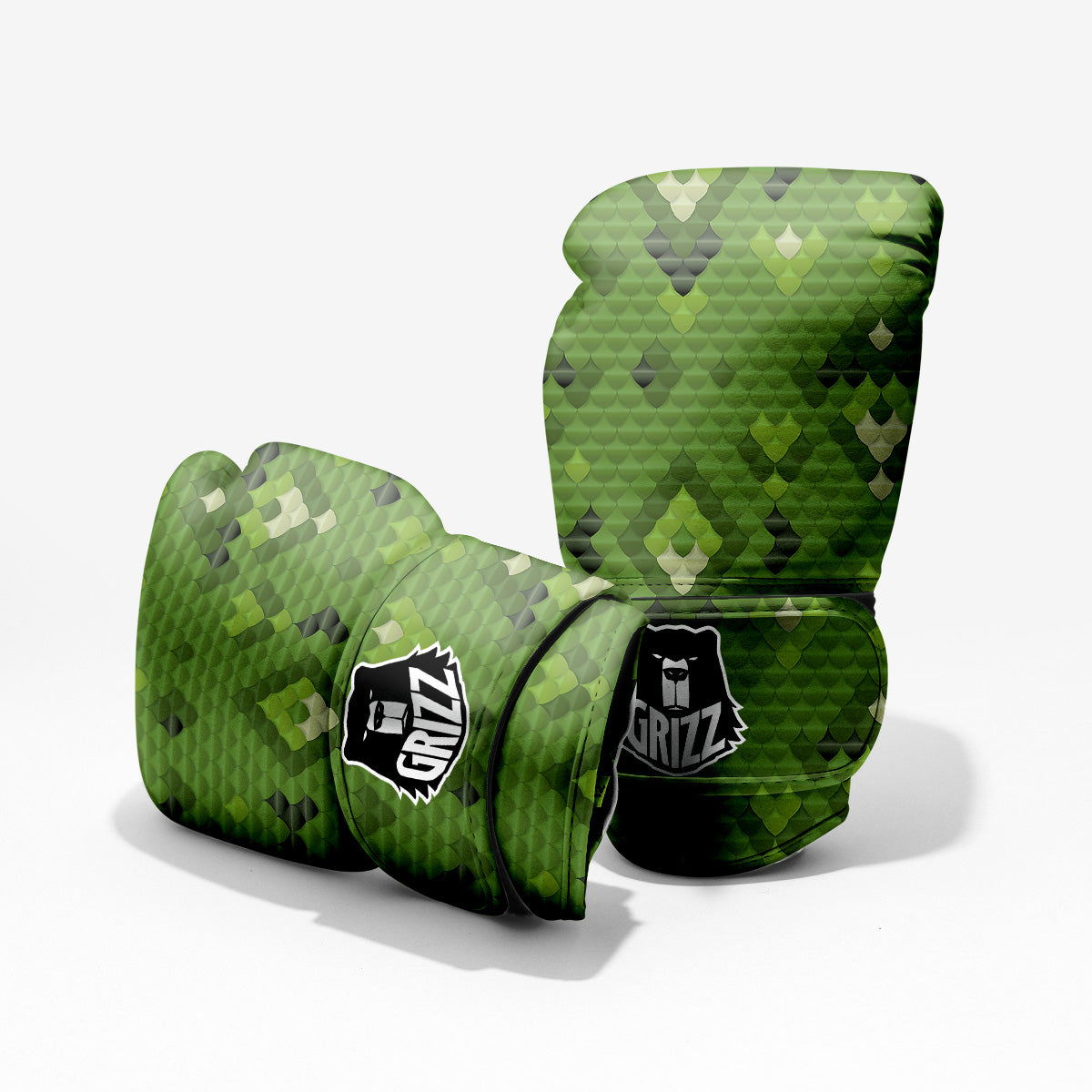 Green Snake Skin Cartoon Print Pattern Pro Boxing Glove