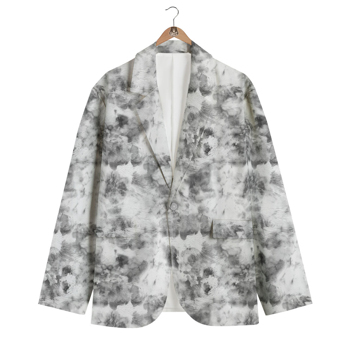 Grey Smoke Marble Print Pattern Men's Blazer